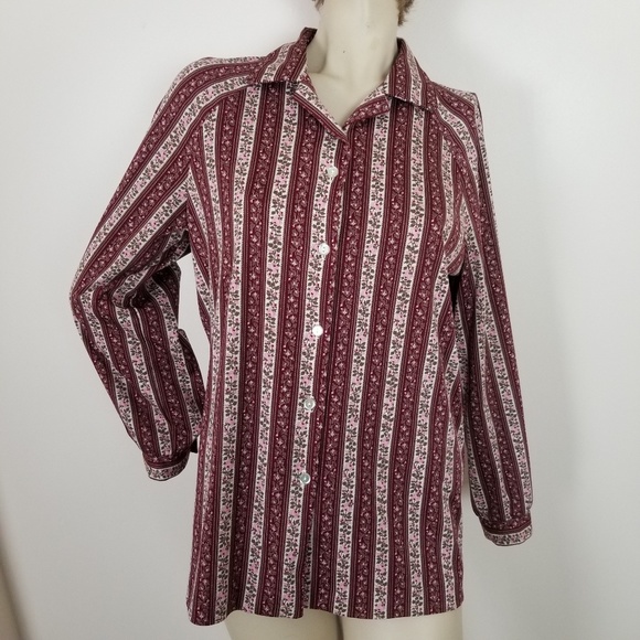 Vintage | Tops | Vintage Rose Floral Button Up Blouse 7s Vibes | Poshmark